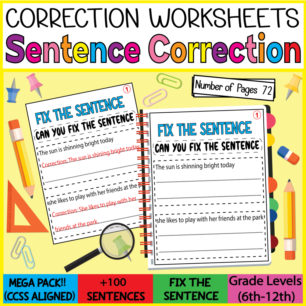 Writing Conventions - Sentence Corrections MEGA Pack!! (CCSS Aligned)