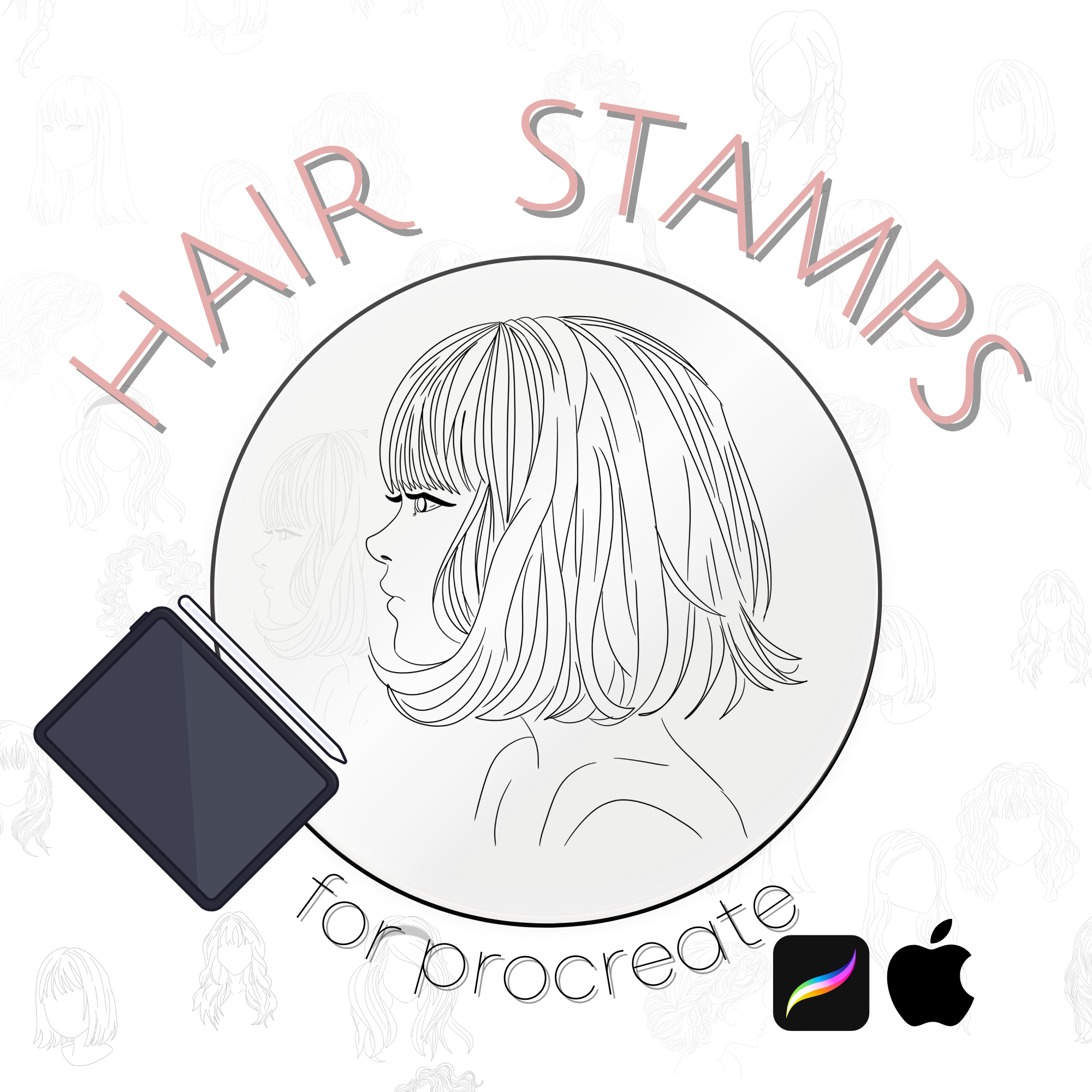 Hair Stamps for Procreate!!! Take a look, they are so cool! - Procreate ...