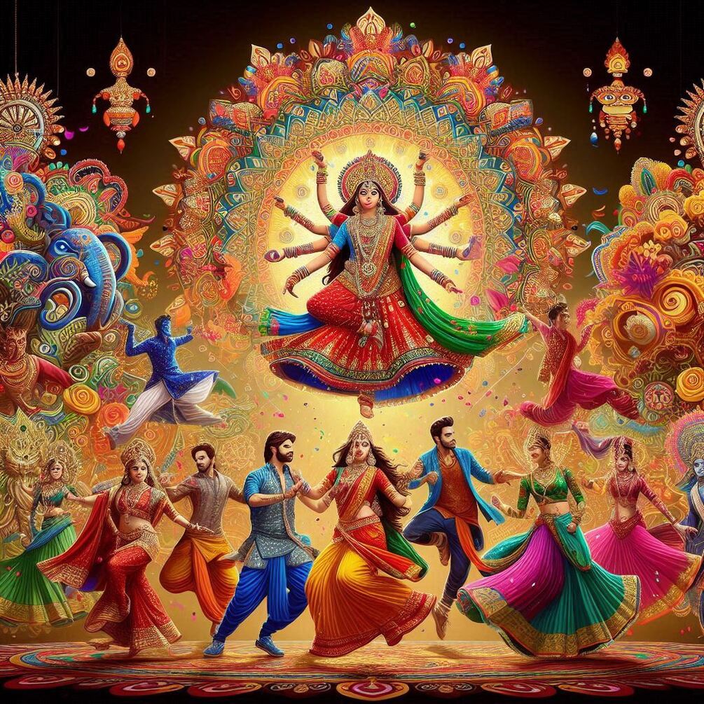 "Divine Navratri Festival: Abstract Expressions of Gods in Vibrant Art ...