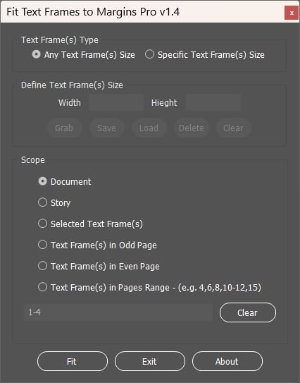 Fit Text Frames to Margins Pro v1.4