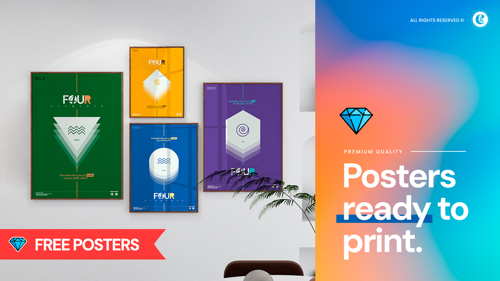 Free Posters Four Elements - Pack x 4