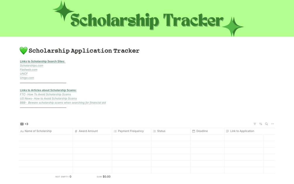 Scholarship Application Tracker