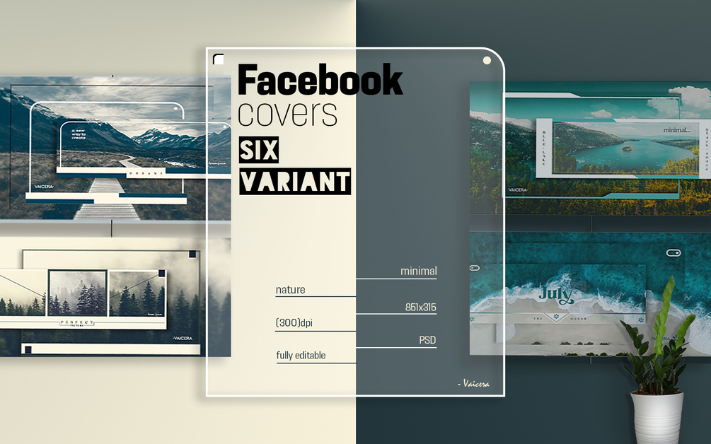 Minimal Facebook Covers Social Media in Six Variant
