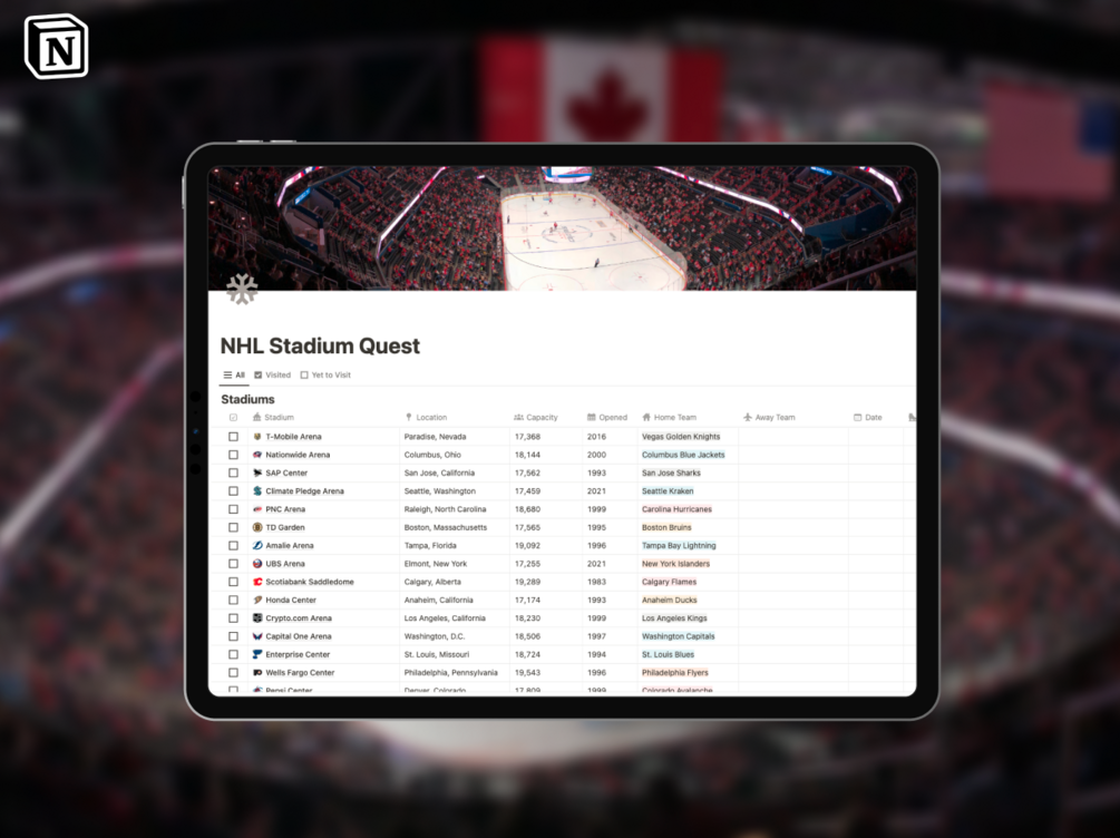 🏒 NHL Stadium Quest
