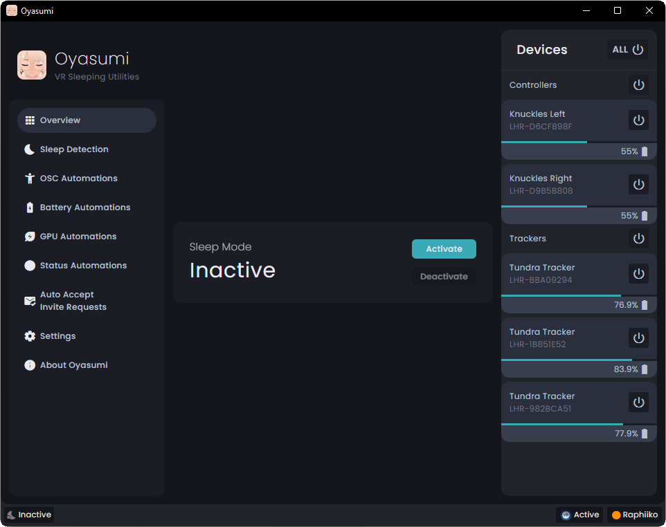 Oyasumi - VR Sleeping Utilities