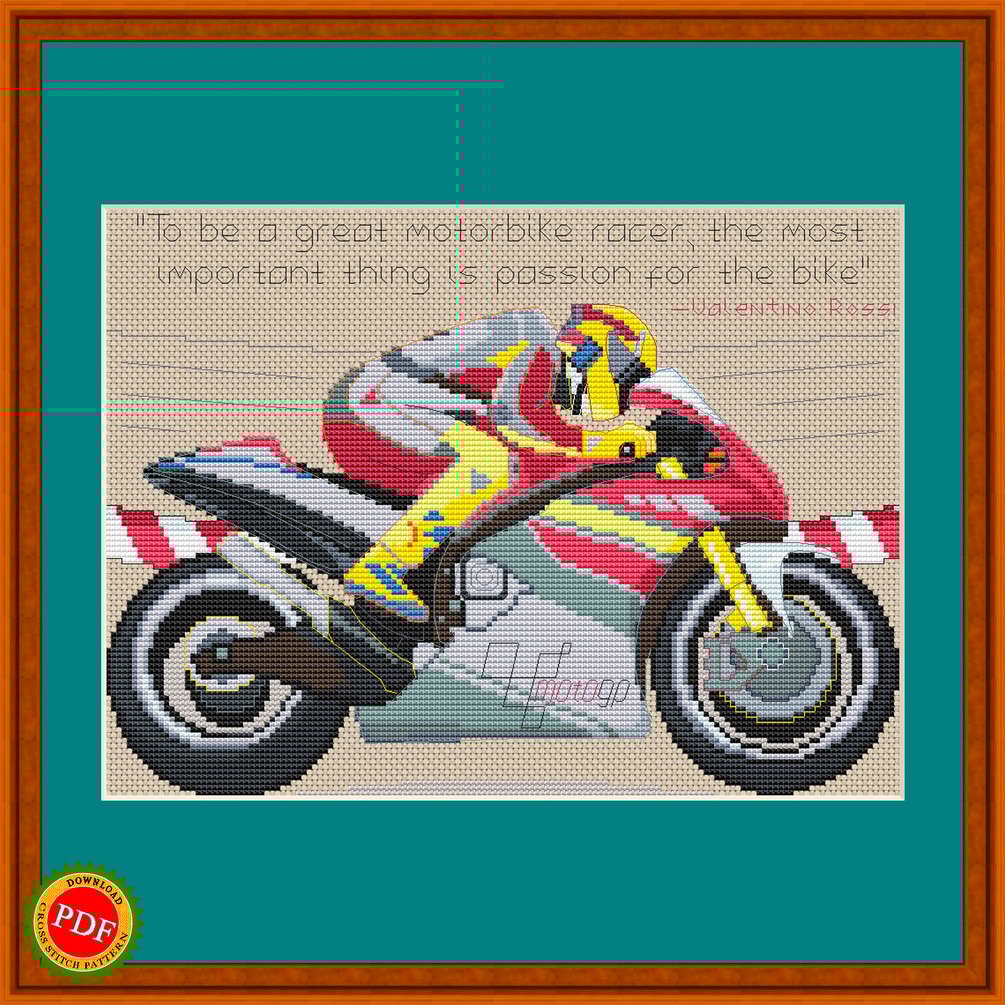MotoGP Cross Stitch Pattern | Motorcycle racer | Motorbike racer ...