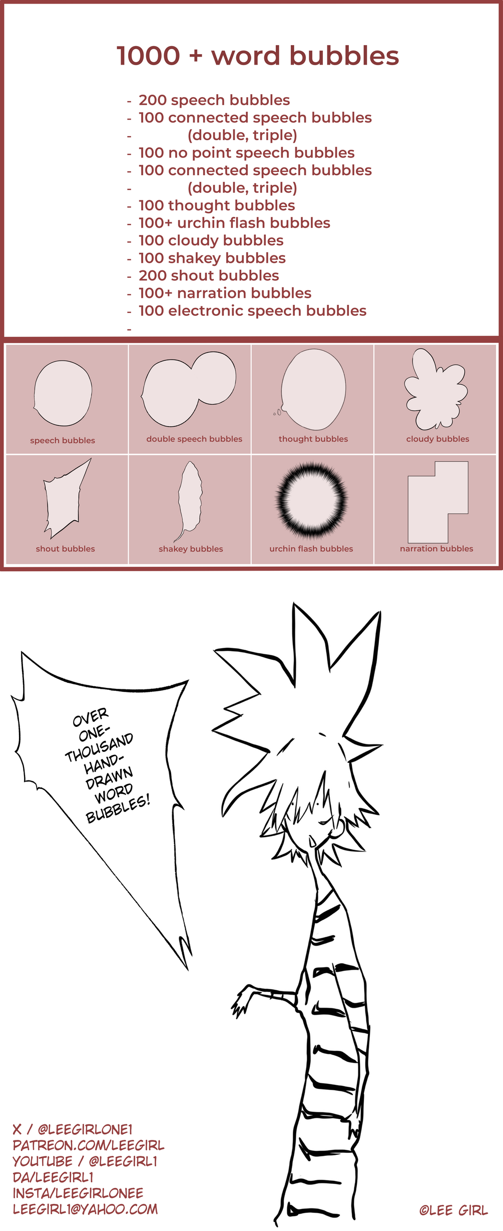 Lee's 1000 Plus Word Bubbles for Photoshop, CLIP Studio Paint, Procreate