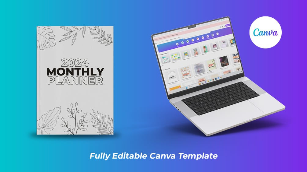 Canva Editable Black & White Planner Template (Canva Template)