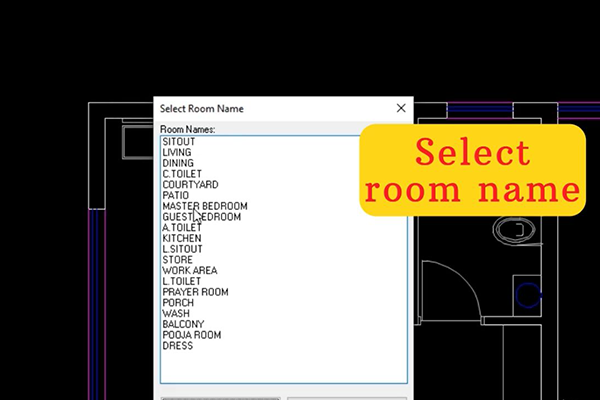 RNAME - Automatic room naming lisp tool for CAD