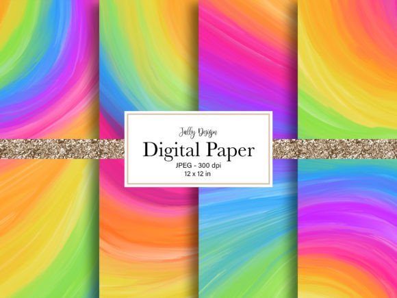 Beautiful Rainbow Digital Paper Bundle More than 156 Graphics