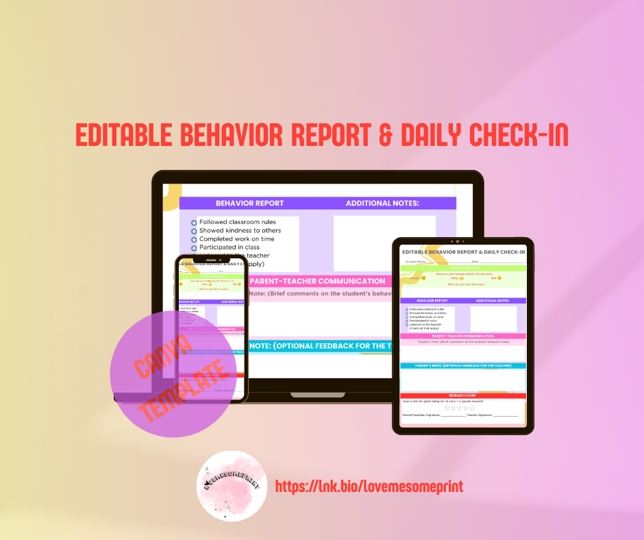 Editable Behavior Report & Daily Check-Ins!
