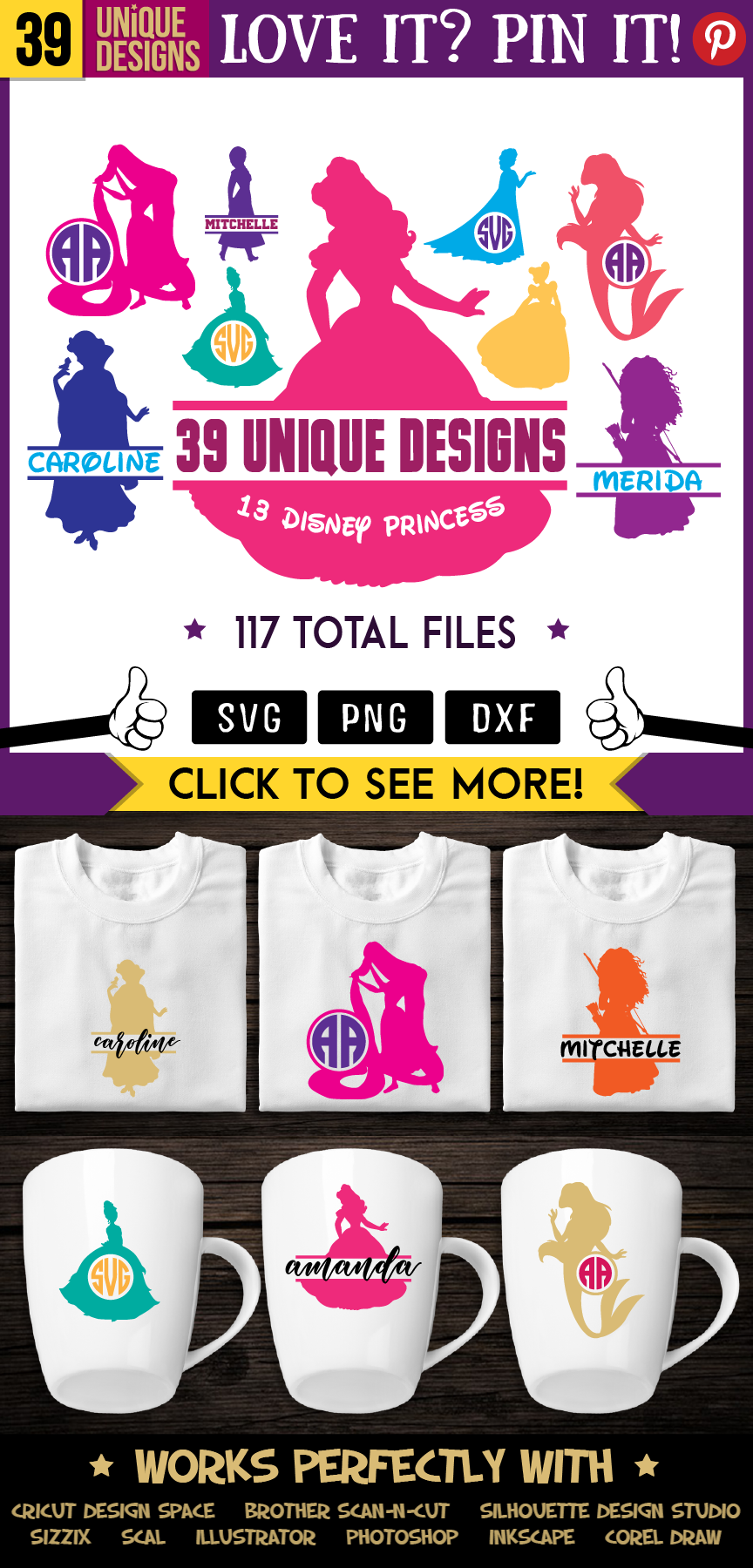 Disney Princess Monogram Svg Cut Files | 39 Designs + Special GIFTS