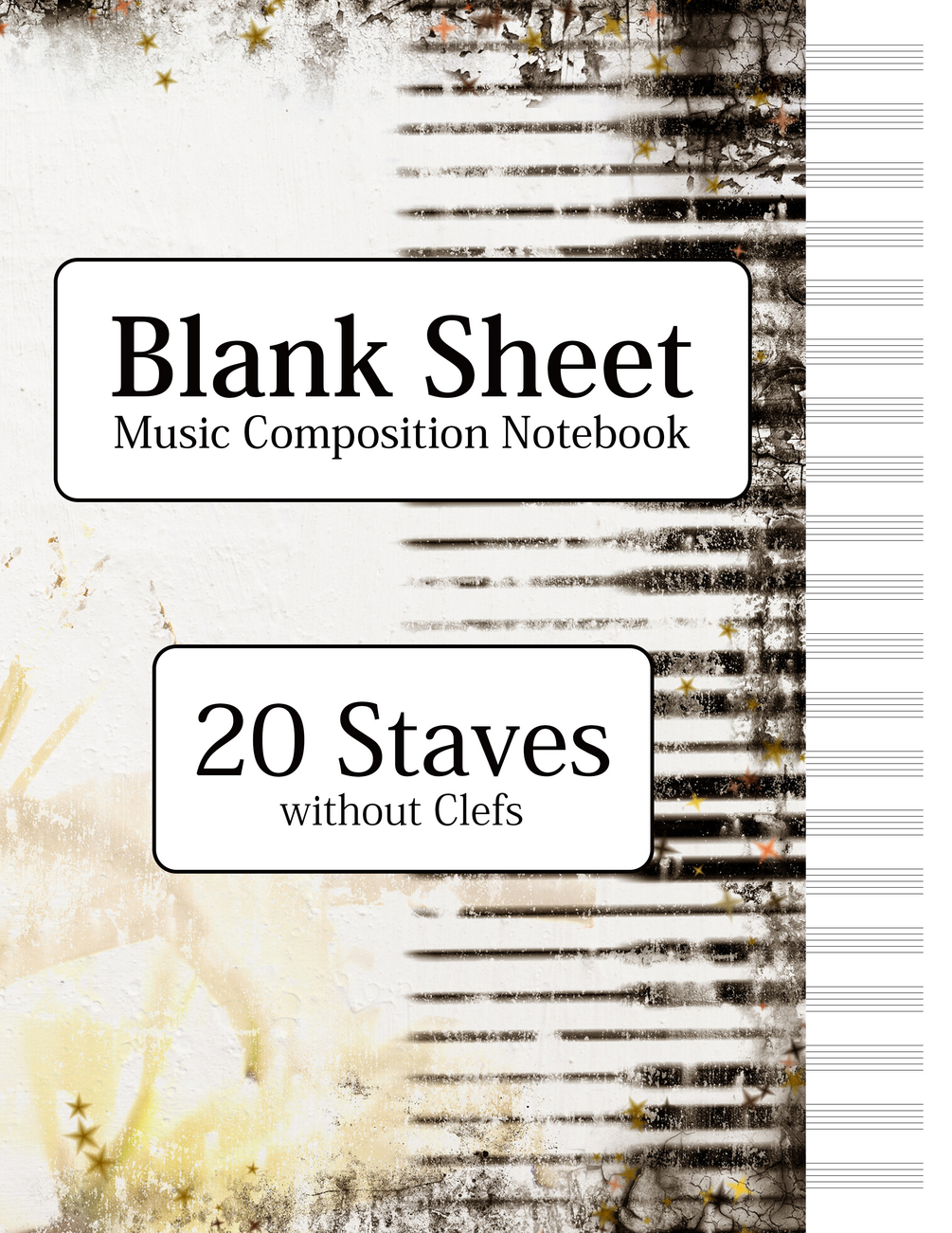 Blank Sheet Music Composition Notebook - 20 Staves without Clefs