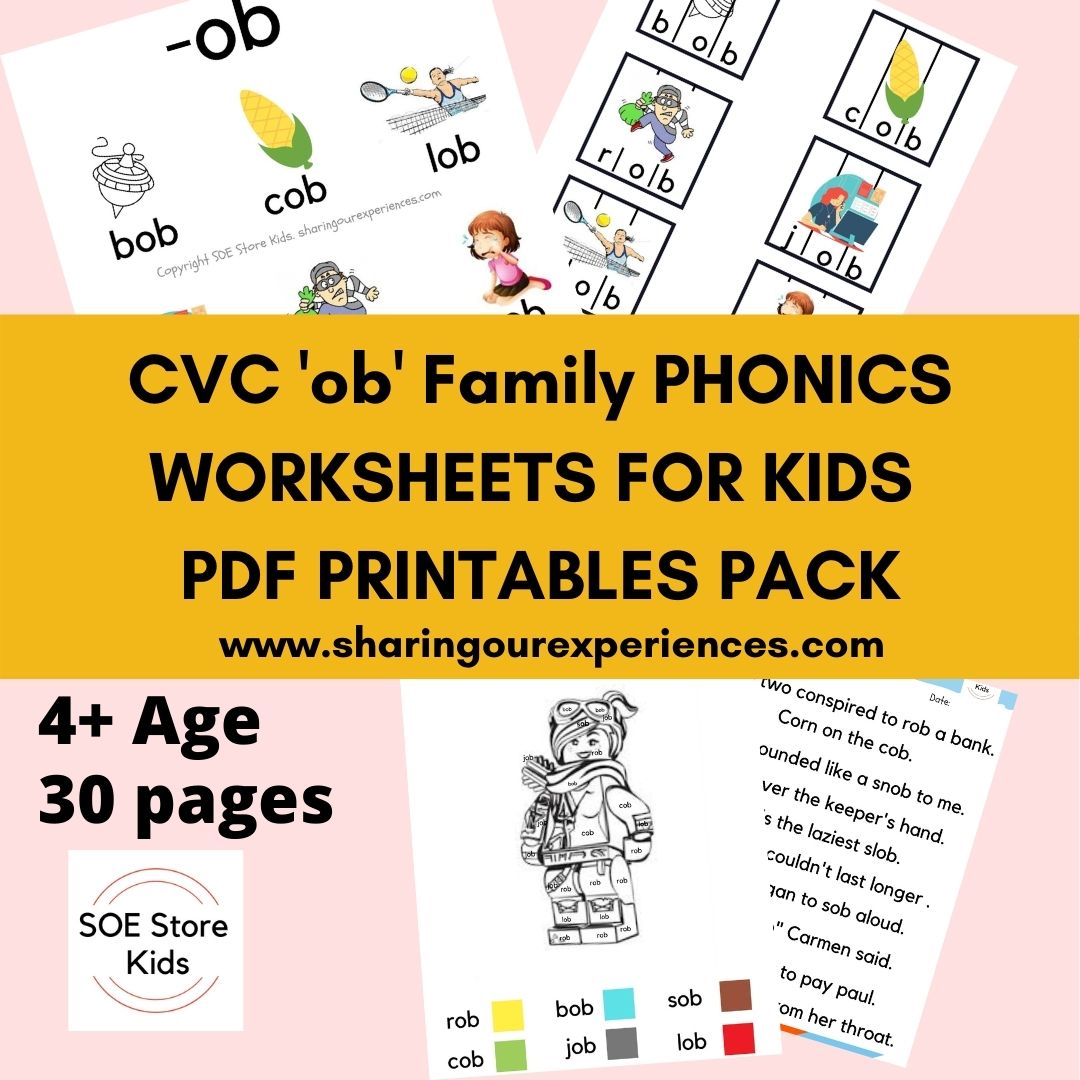 Ob Word Family Worksheets OB Word Family Pocket Cards