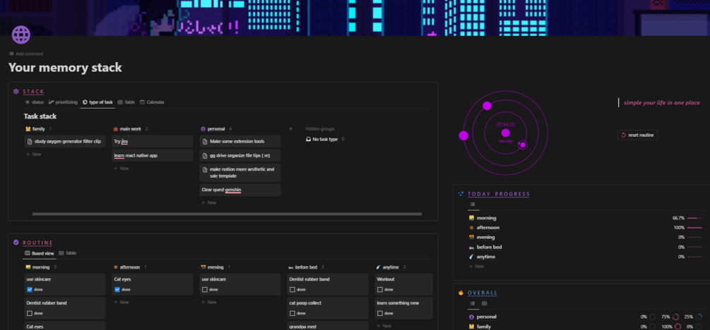 one stop task memory stack