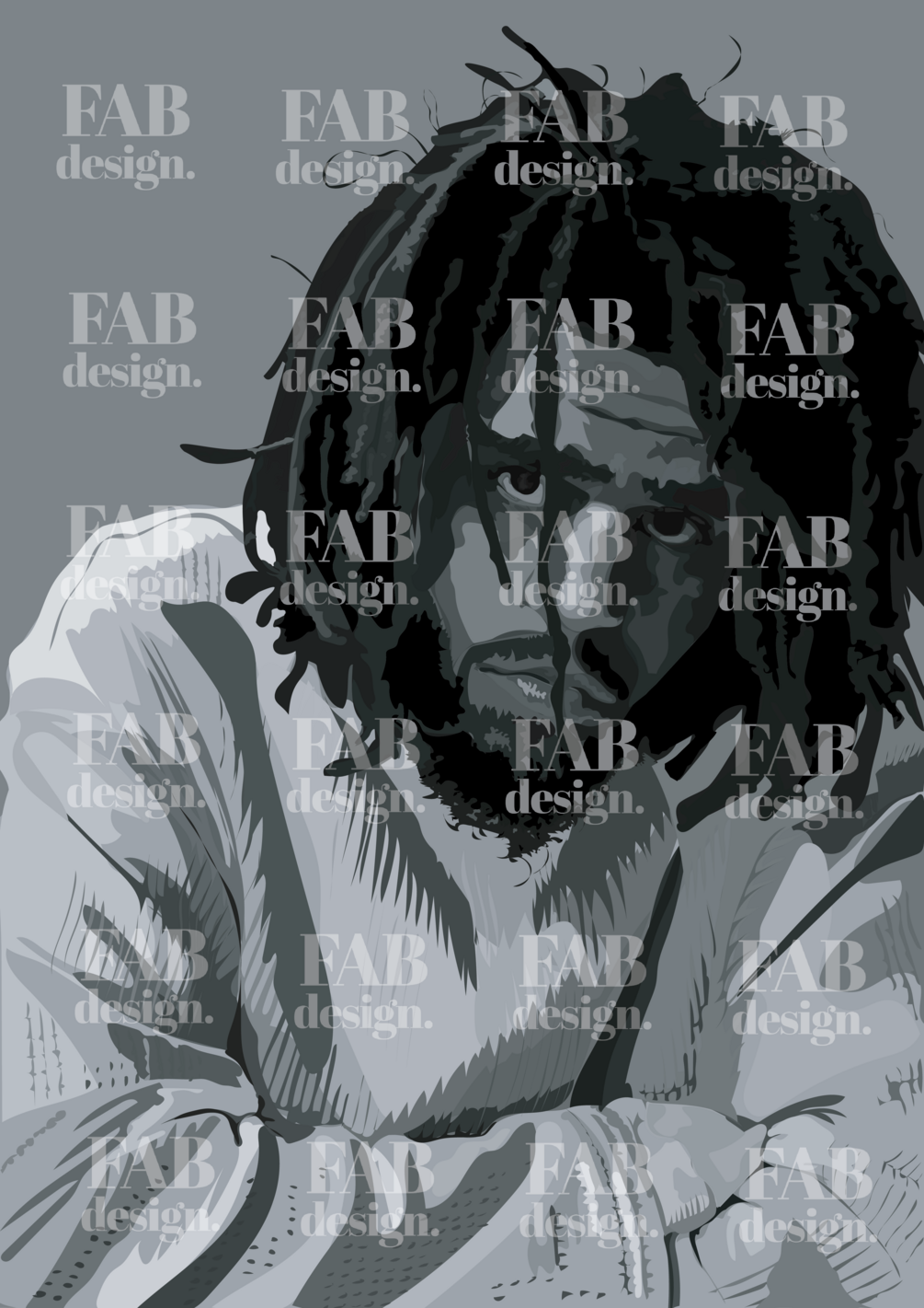 PRINTABLE J Cole handmade digital drawing | Illustration | Poster