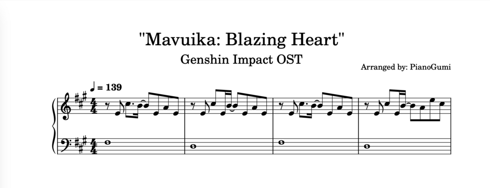Genshin Impact Trailer - "Mavuika: Blazing Heart" - EASY Piano Sheet Music
