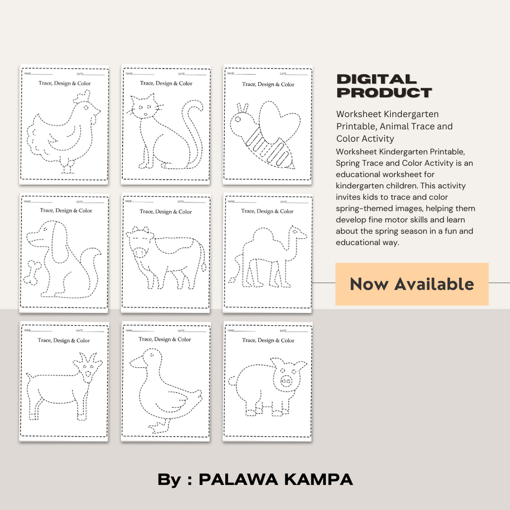 Worksheet Kindergarten | Animal Trace and Color Printable | Educational ...