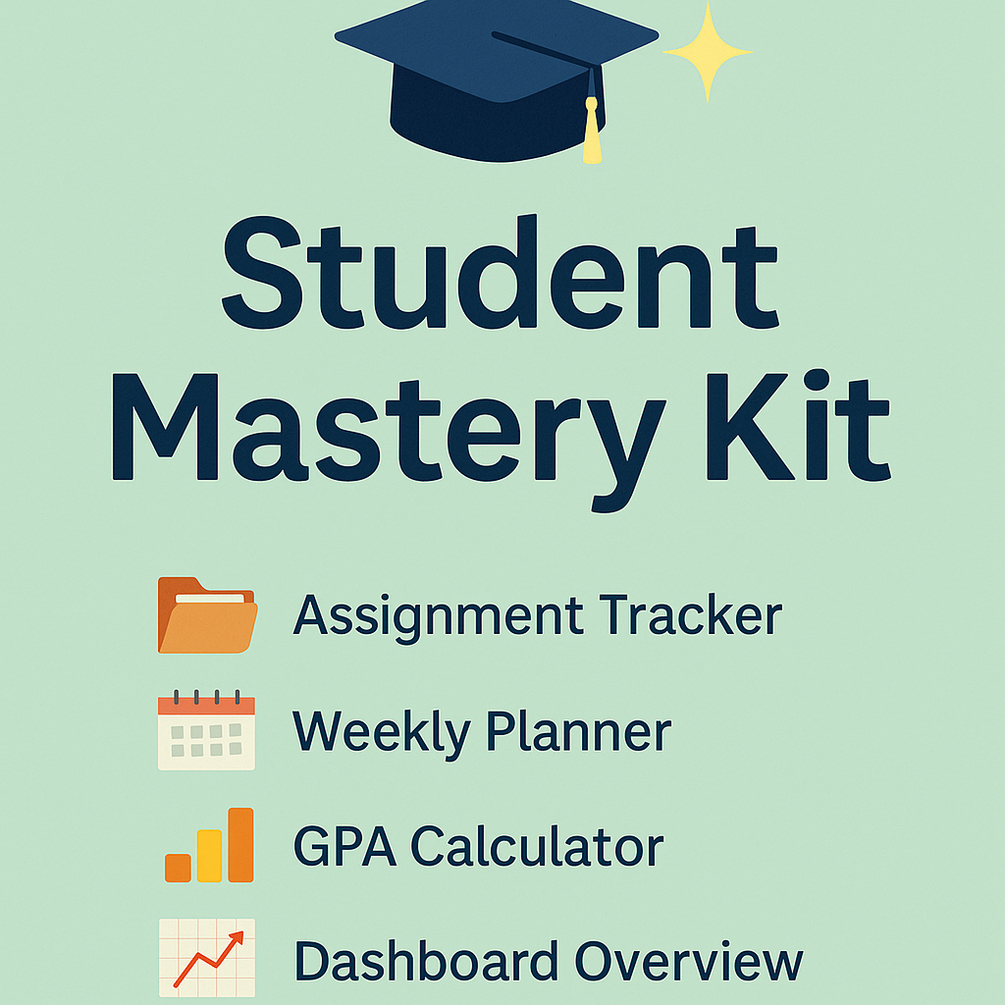 🎓 Student Mastery Kit – Excel Planner + Printable Tools