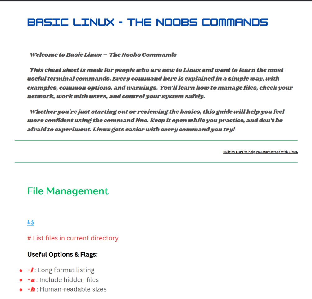 Basic Linux - The Noobs Commands