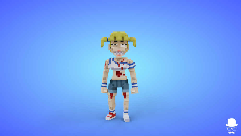 Voxel Female Zombie Character - 3D Game Asset