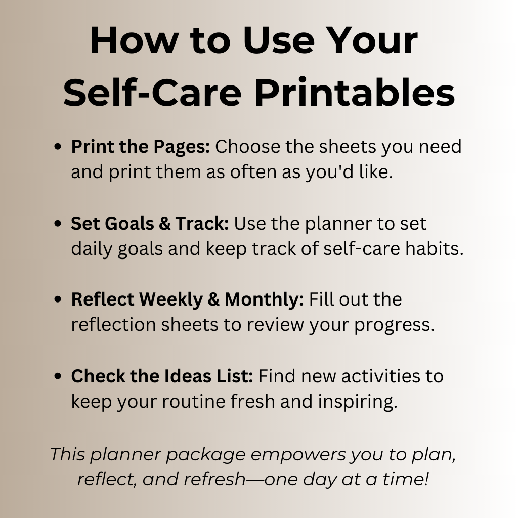 Self Care Printable Planner | Daily, Weekly, and Monthly Wellness Tools ...
