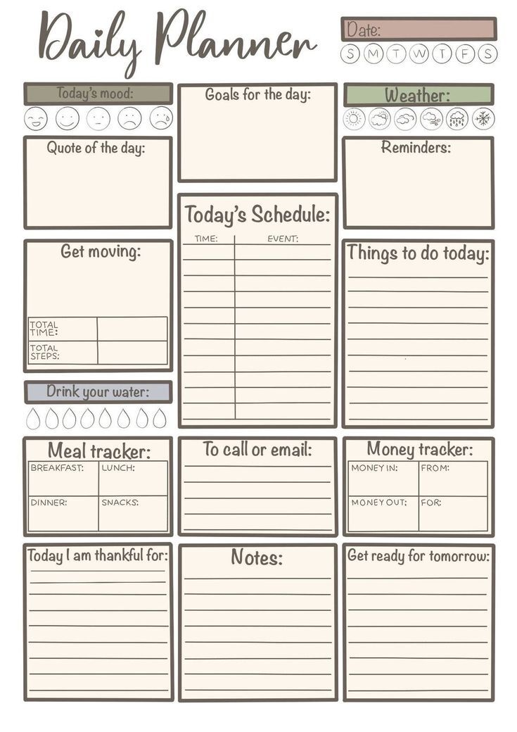 Printable Daily Planner - Stay Organized time table