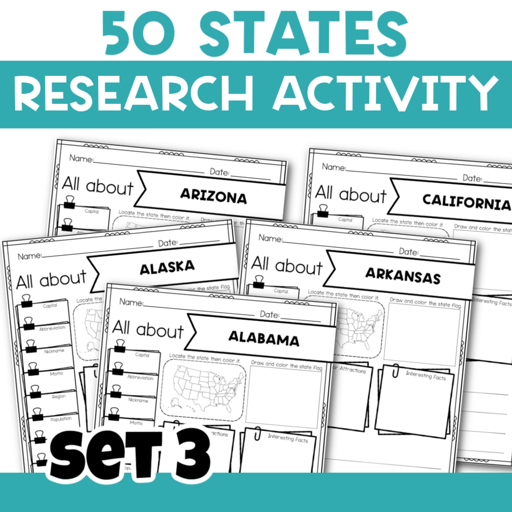 50 States Research Pack Activity (Click the link to order 1-2 days ...