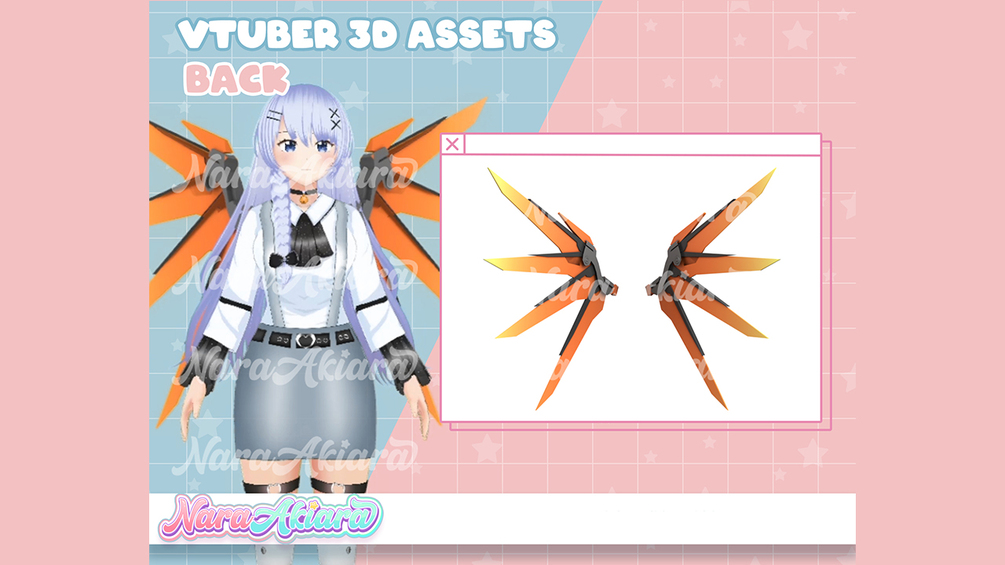 3D Vtuber Assets Cyberpunk Wings vroid commission, 3D assets ready to ...