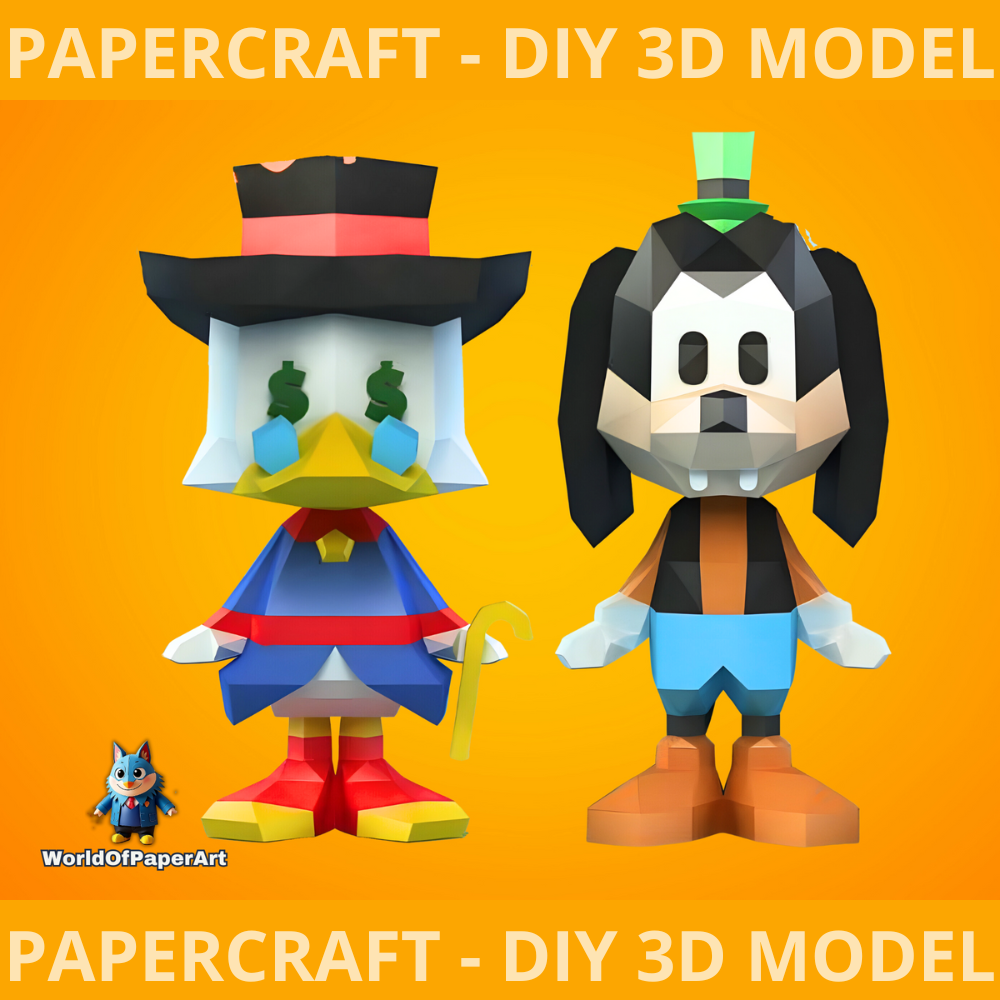 Mickey Friends Papercraft Kit - Low Poly 3D Origami, Templates for Diy ...