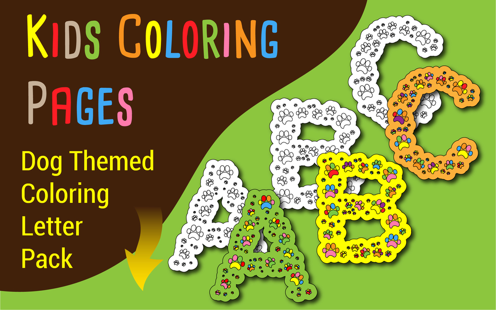 Kids Coloring Letter Pack - Dog Themed