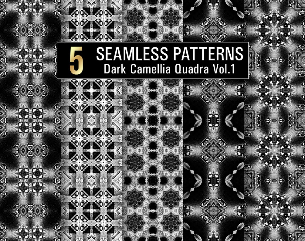 Dark Camellia Quadra Vol. 1 - 5 Seamless Patterns Pack