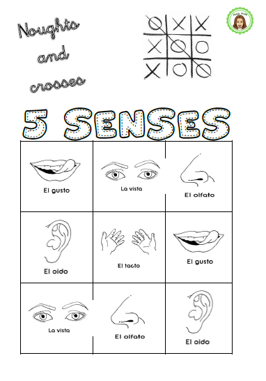 Tres en raya órganos de los sentidos