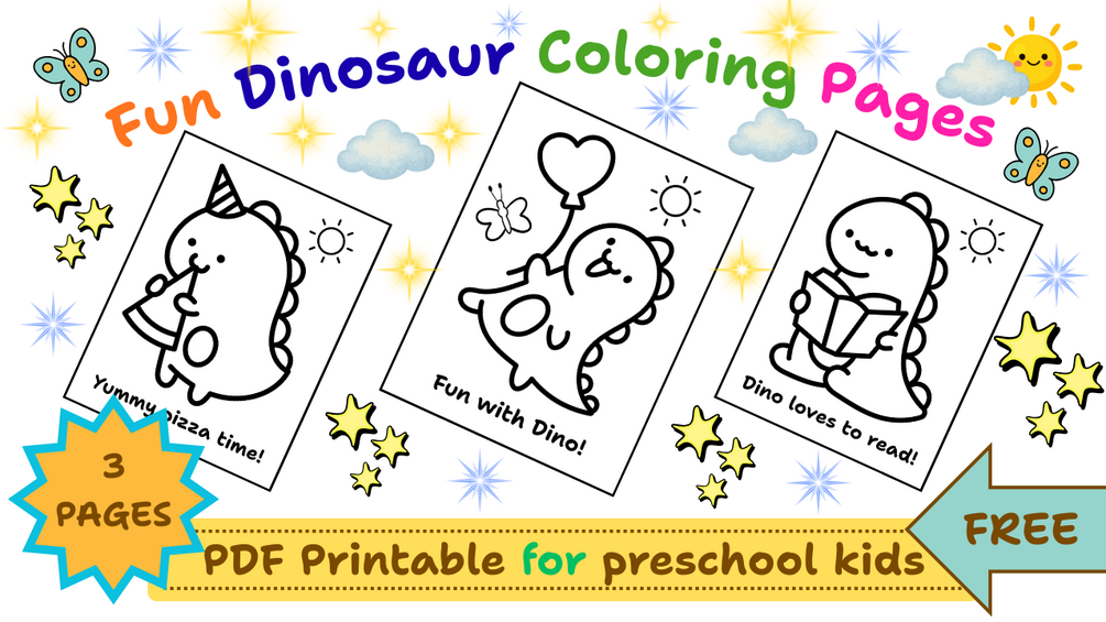 Fun Dinosaur Coloring Pages - 3 Free Pages