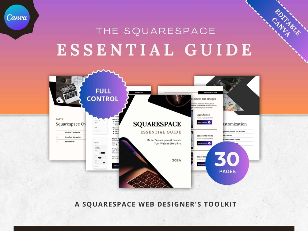 Squarespace Edit & Design: Editable Canva Guide ( 30 pages) | for Web Designers, Agencies ...