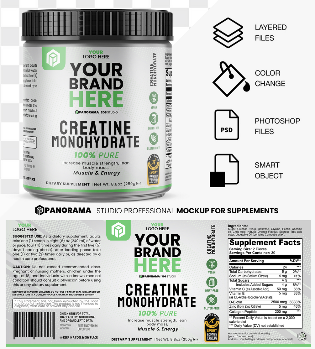 Label EDITABLE - 8.8OZ Design Template Bottle Nutrition Supplement ...