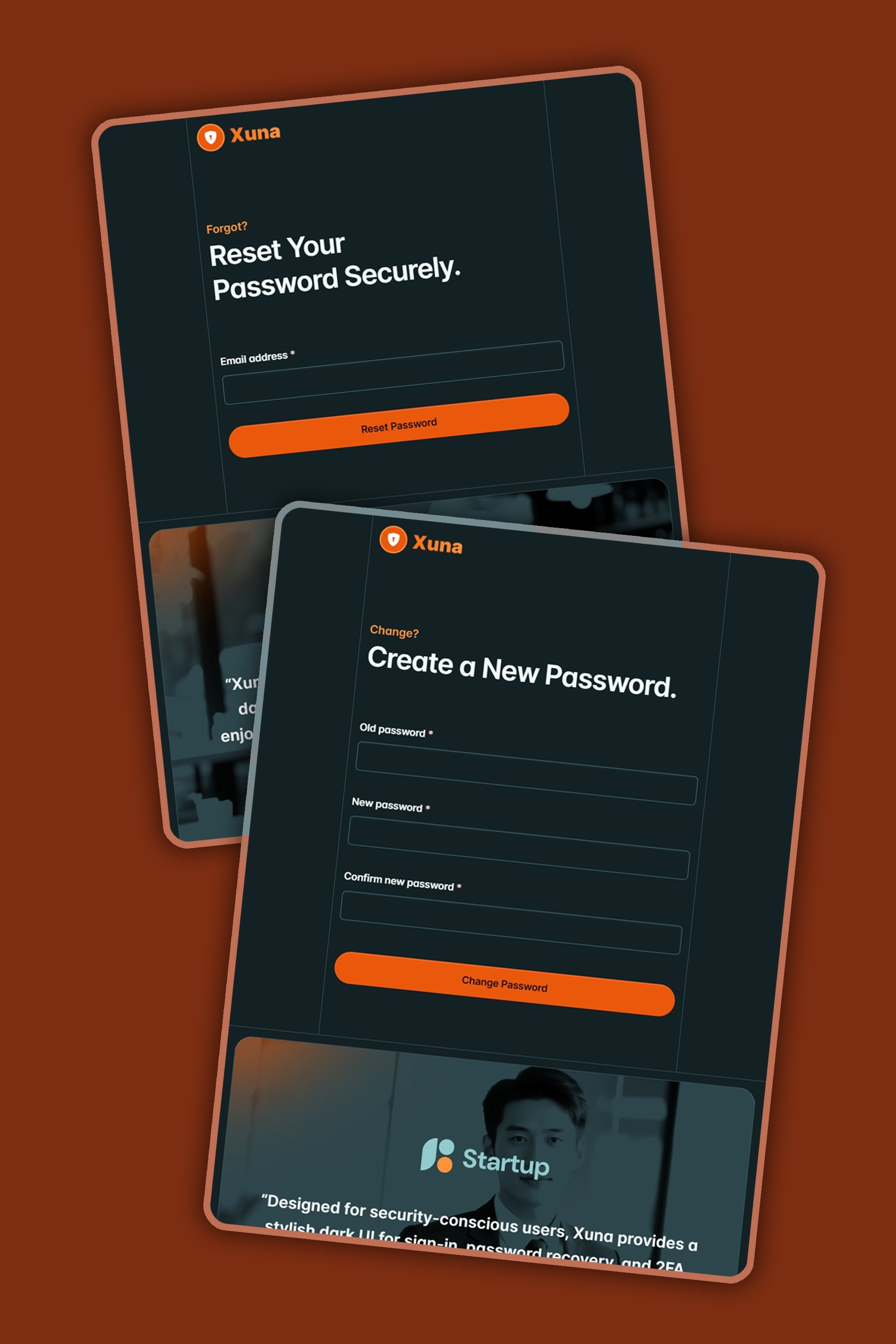 Xuna - HTML Sign In, Sign Up, Reset Password, 2FA Security & Change Password Pages Template