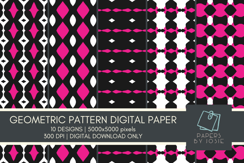 Black and Pink Geometric Pattern Digital Paper