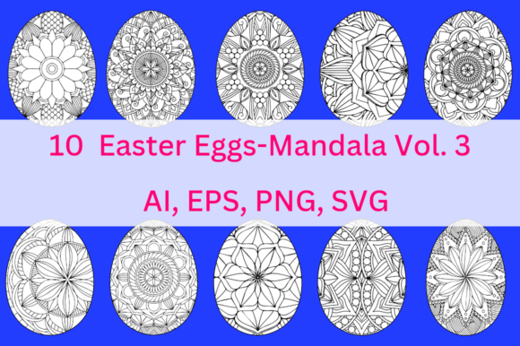 10 Mandala coloring Easter Eggs