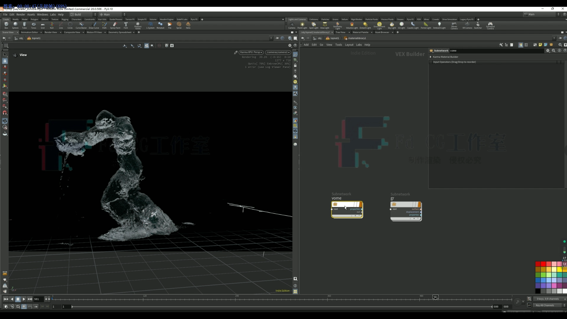 Houdini Aquaman Flip solution rendering, XPU rendering