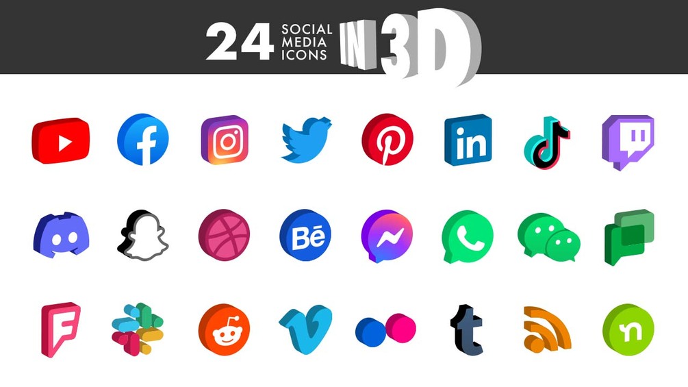 3D Social Media Icons