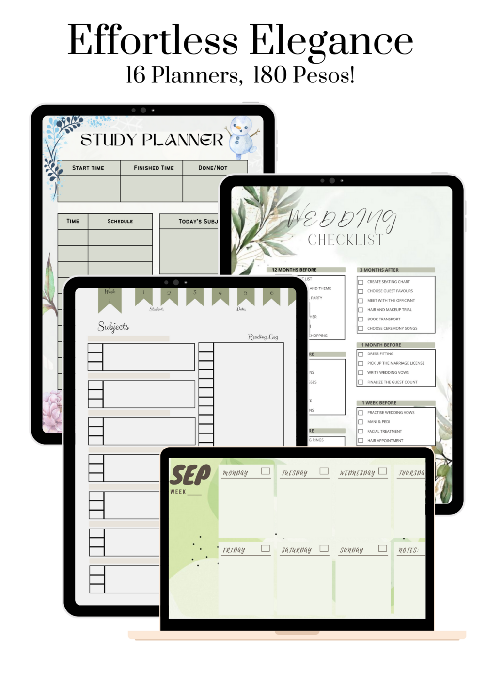 Effortless Elegance: 16 Planners, 180 Pesos!