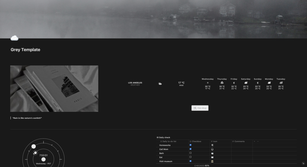 Notion Grey theme template