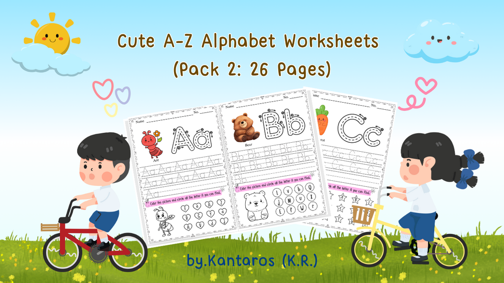 Cute A-Z Alphabet Worksheets (Pack 2: 26 Pages)
