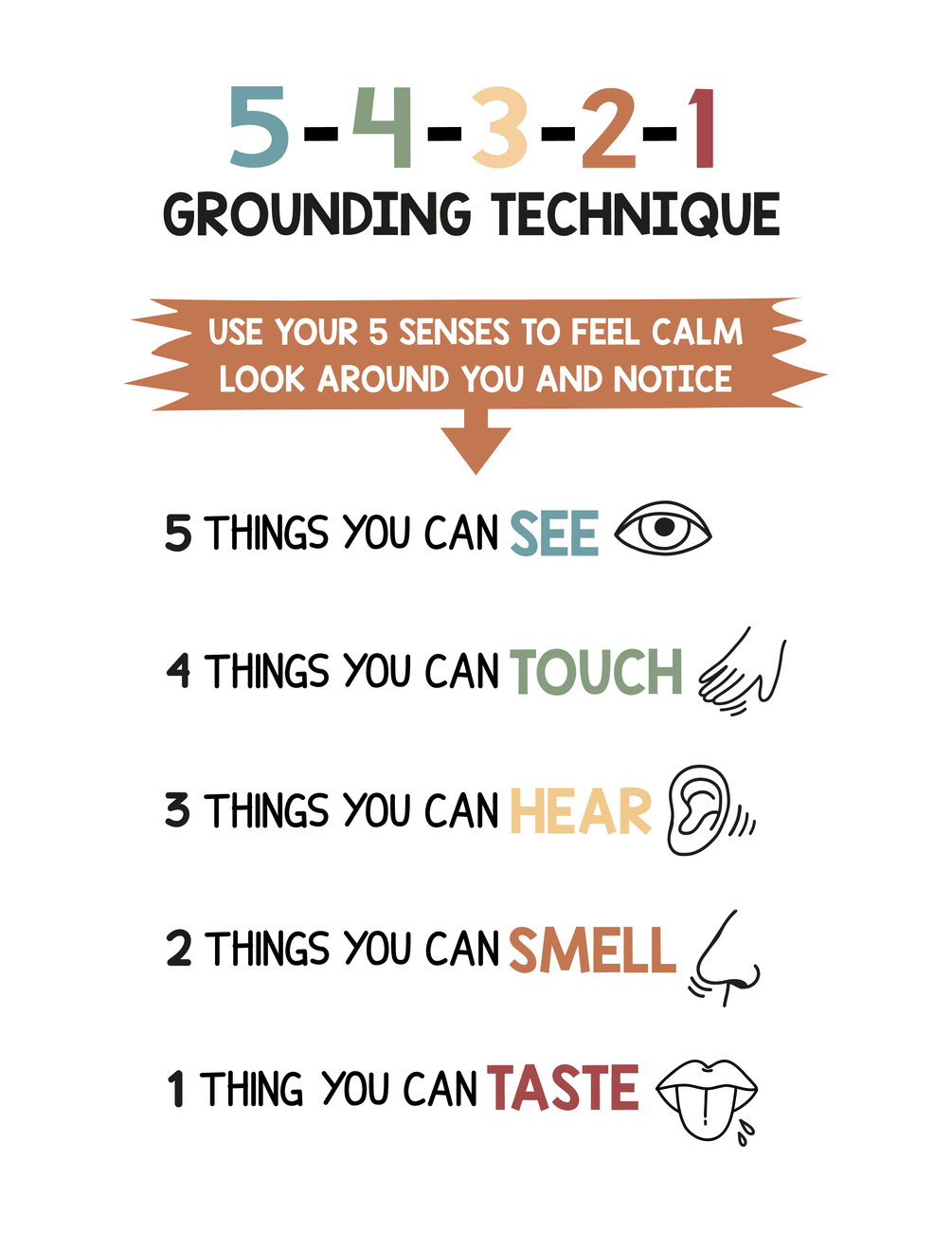 Grounding Technique. Poster to Grow and Learn