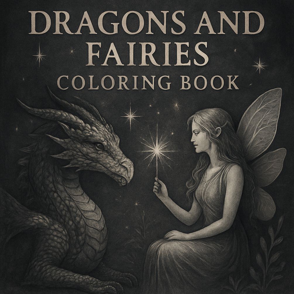 Fantasy Dragons and Fairies Coloring Book | Magical Creatures for ...