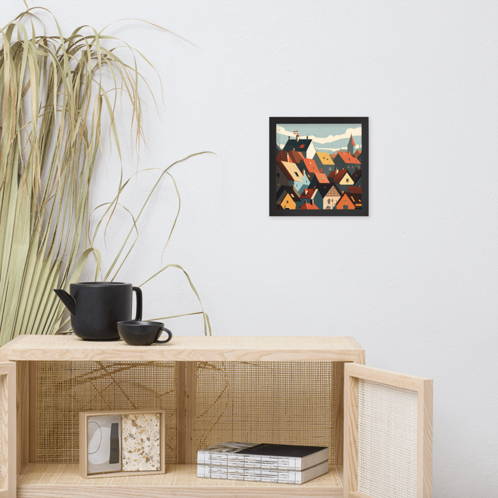 Nordic Haven - Scandinavian Townscape Art (Matte Paper Poster)