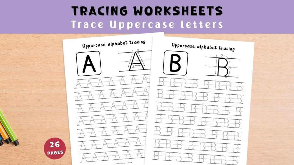Uppercase Letter Tracing Worksheets - Alphabet Handwriting