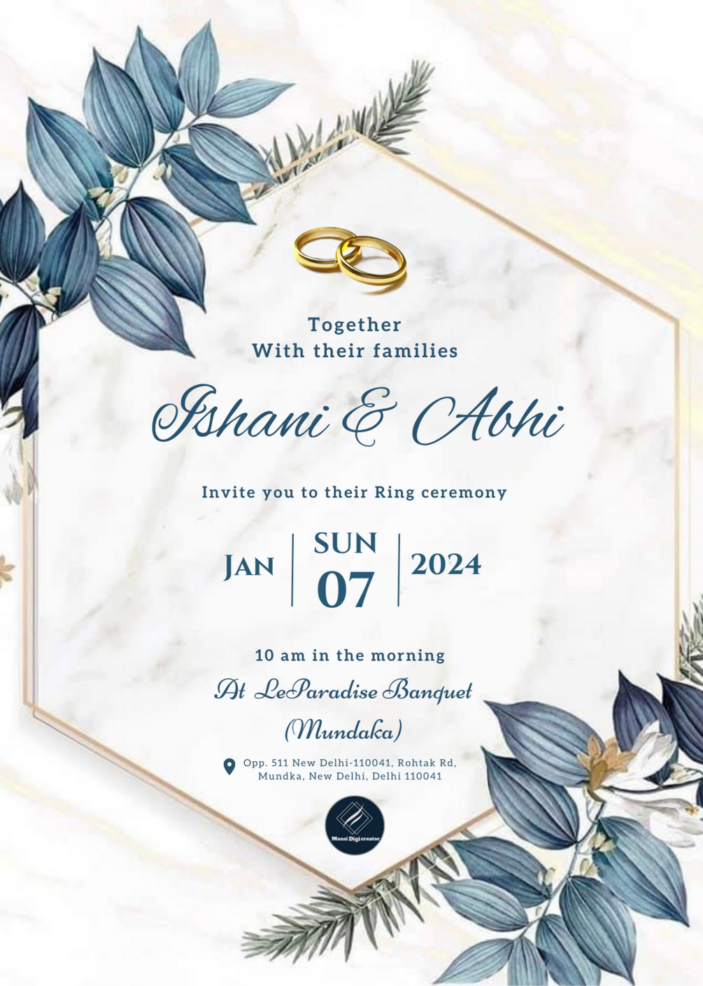 Ring Ceremony Invitation Card