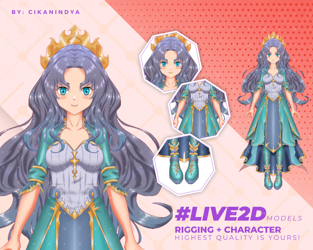 VTuber Live2D | Enchanted Stream with Princess Purple Hair Live2D ...